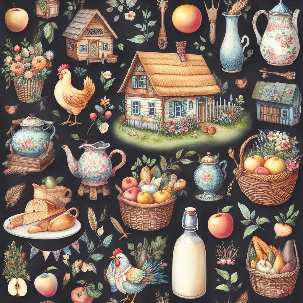 100 Cottagecore Seamless Patterns, Farm Theme Backgrounds, Rustic ...