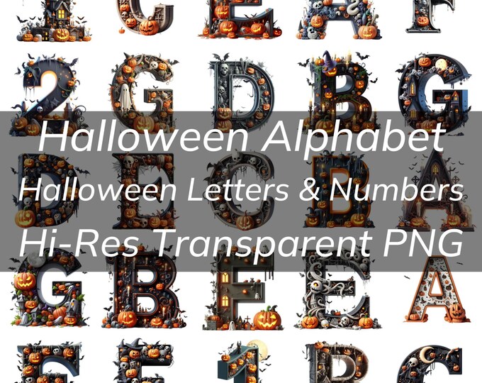 Halloween Alphabet Bundle, Halloween Letters & Numbers, Transparent PNG ...