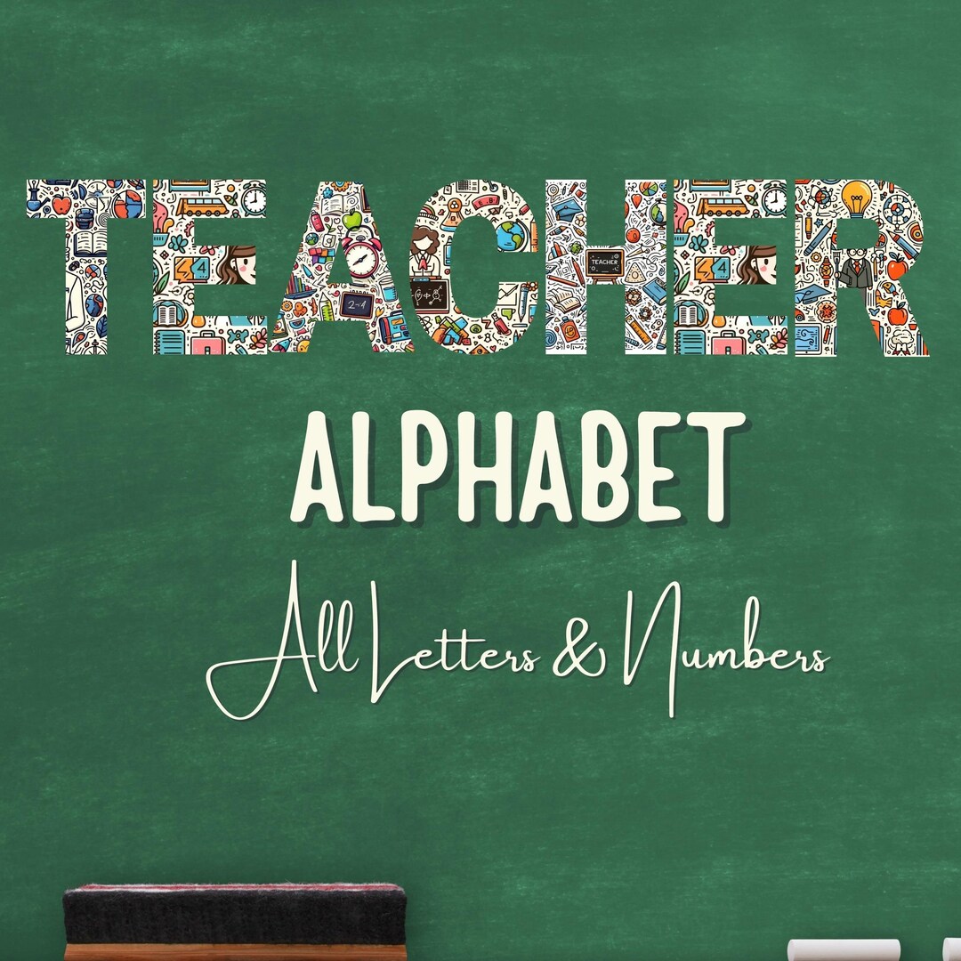 Teacher/school Doodle Pattern Alphabet | Teacher PNG Letters Numbers ...