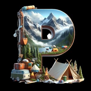 Camping Alphabet Letters Bundle, Camping PNG Letters, Numbers, Camping ...