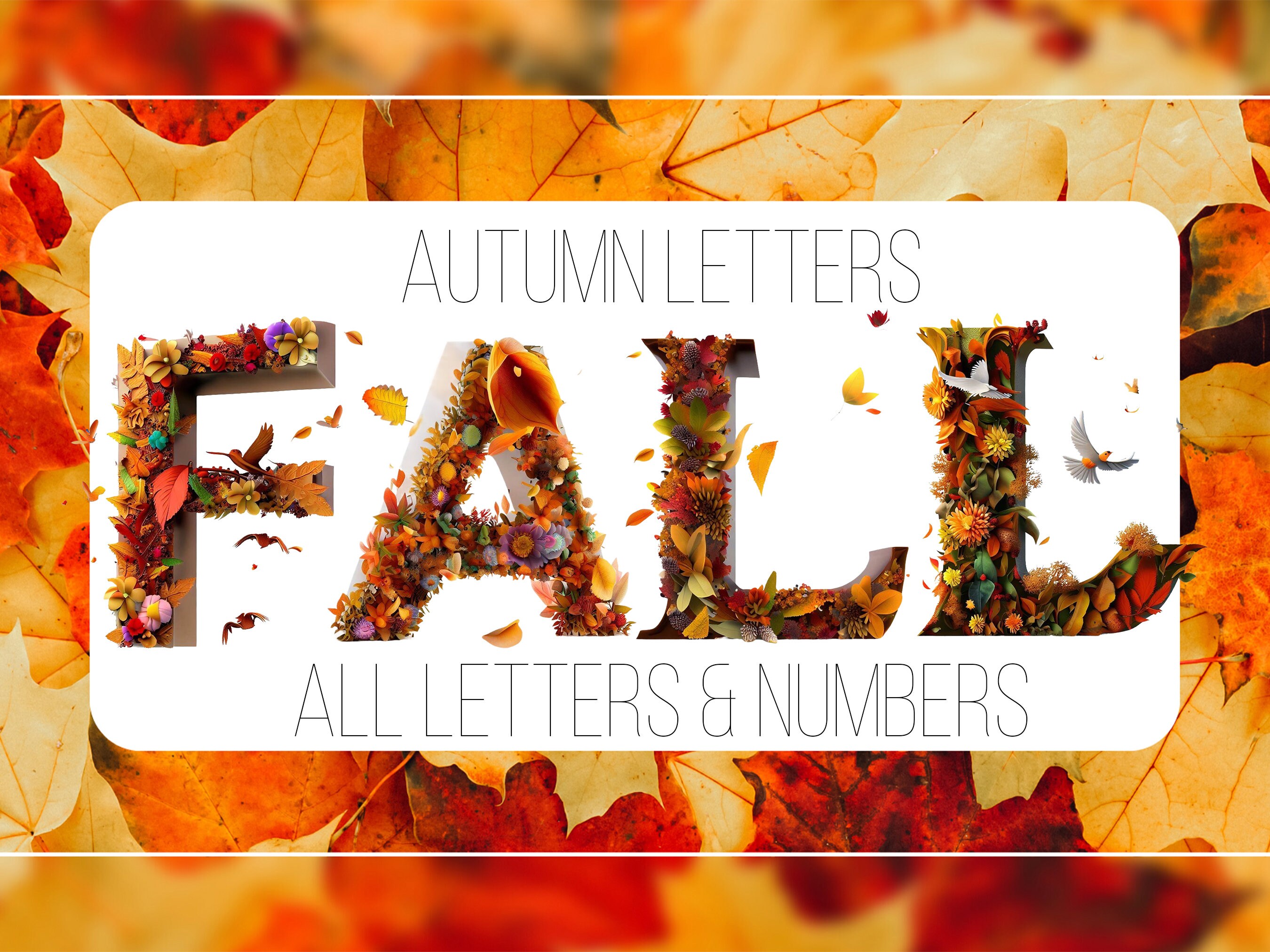 Fall Alphabet Letters Bundle Autumn PNG Letters Numbers - Etsy