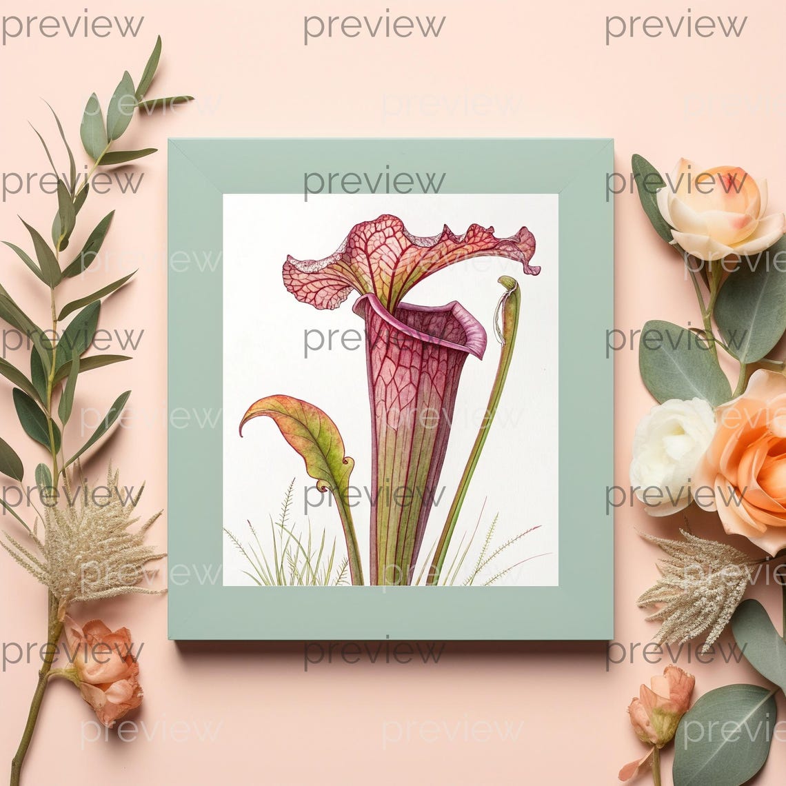 Carnivorous Plants Watercolor Image Bundle, Colorful Designs, Digital ...