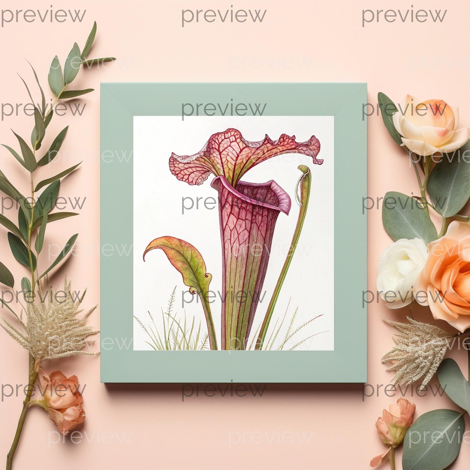 Carnivorous Plants Watercolor Image Bundle, Colorful Designs, Digital ...