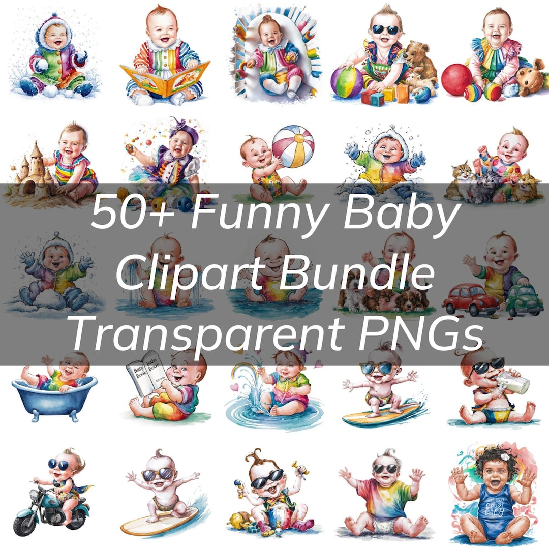 50+ Funny Baby PNG Clipart Bundle Colorful Quirky Baby Designs for ...