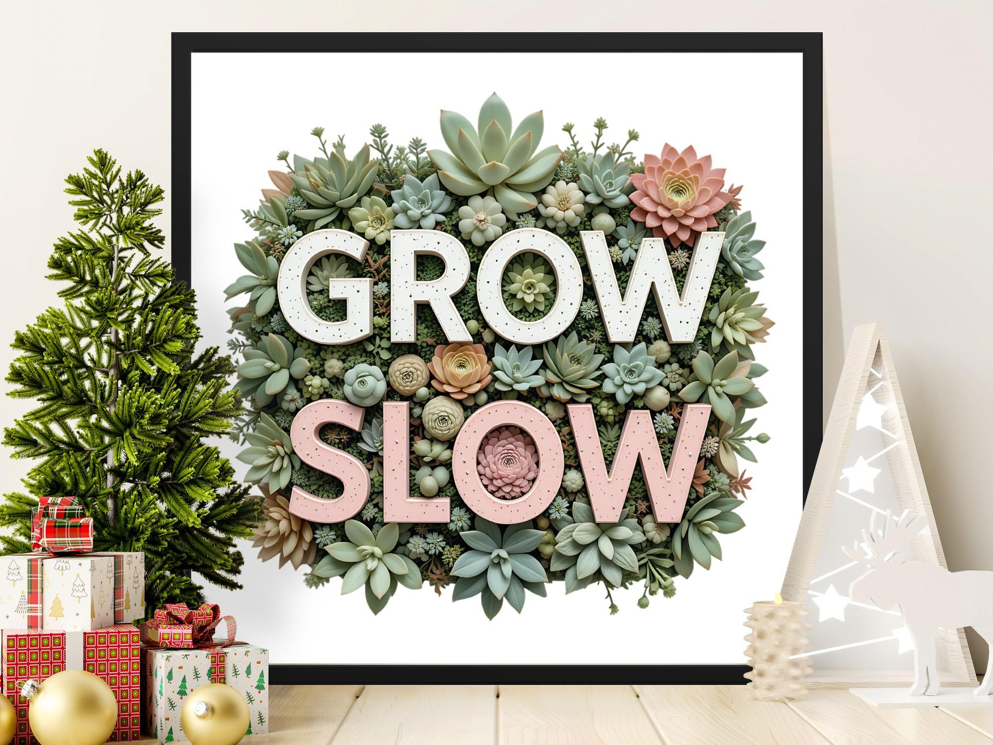 Grow Slow PNG, Succulent Clipart, Plant Png, Inspirational Png, Boho ...