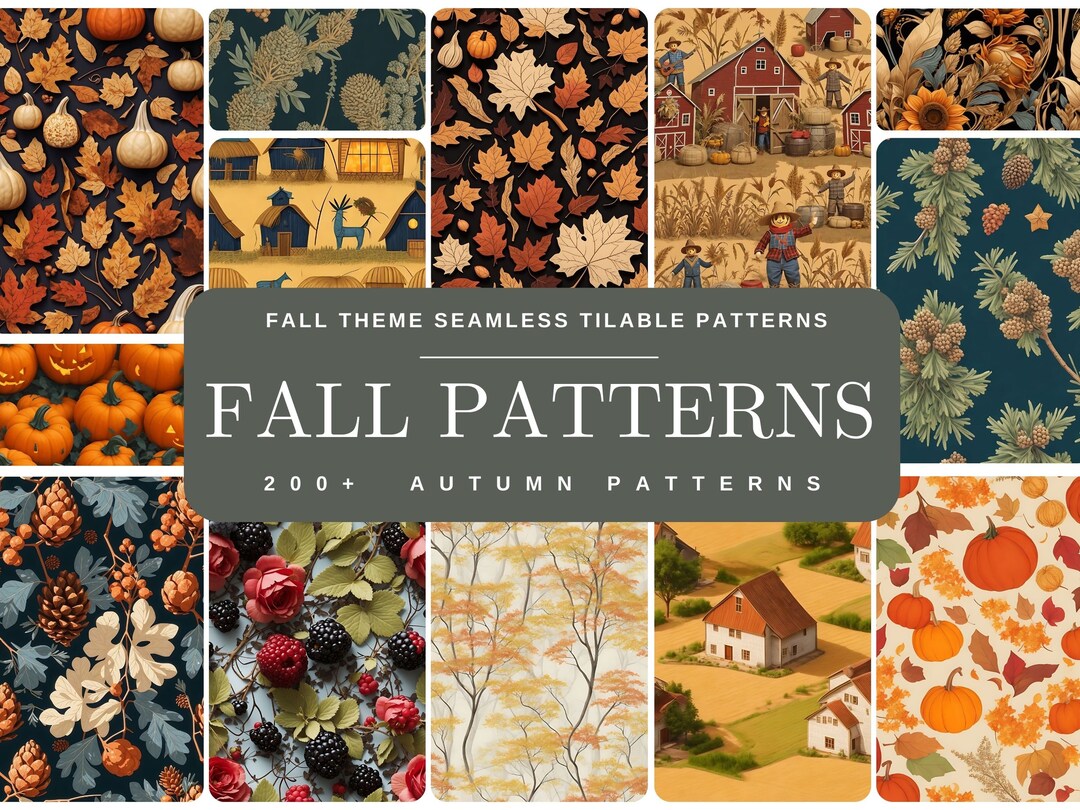 200+ Fall Seamless Patterns Bundle, Fall Theme Autumn Leaves, Pumpkins ...