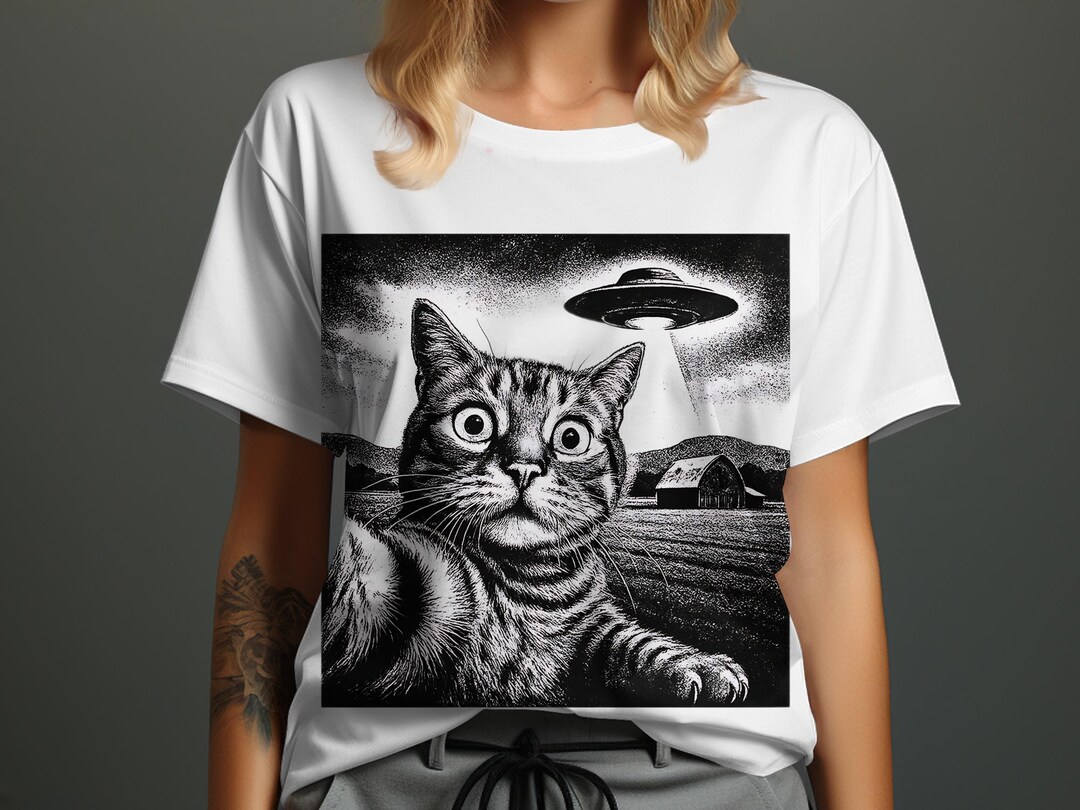 Alien Abduction Cat T Shirt, Funny UFO Sweatshirt, Space Cat Apparel ...