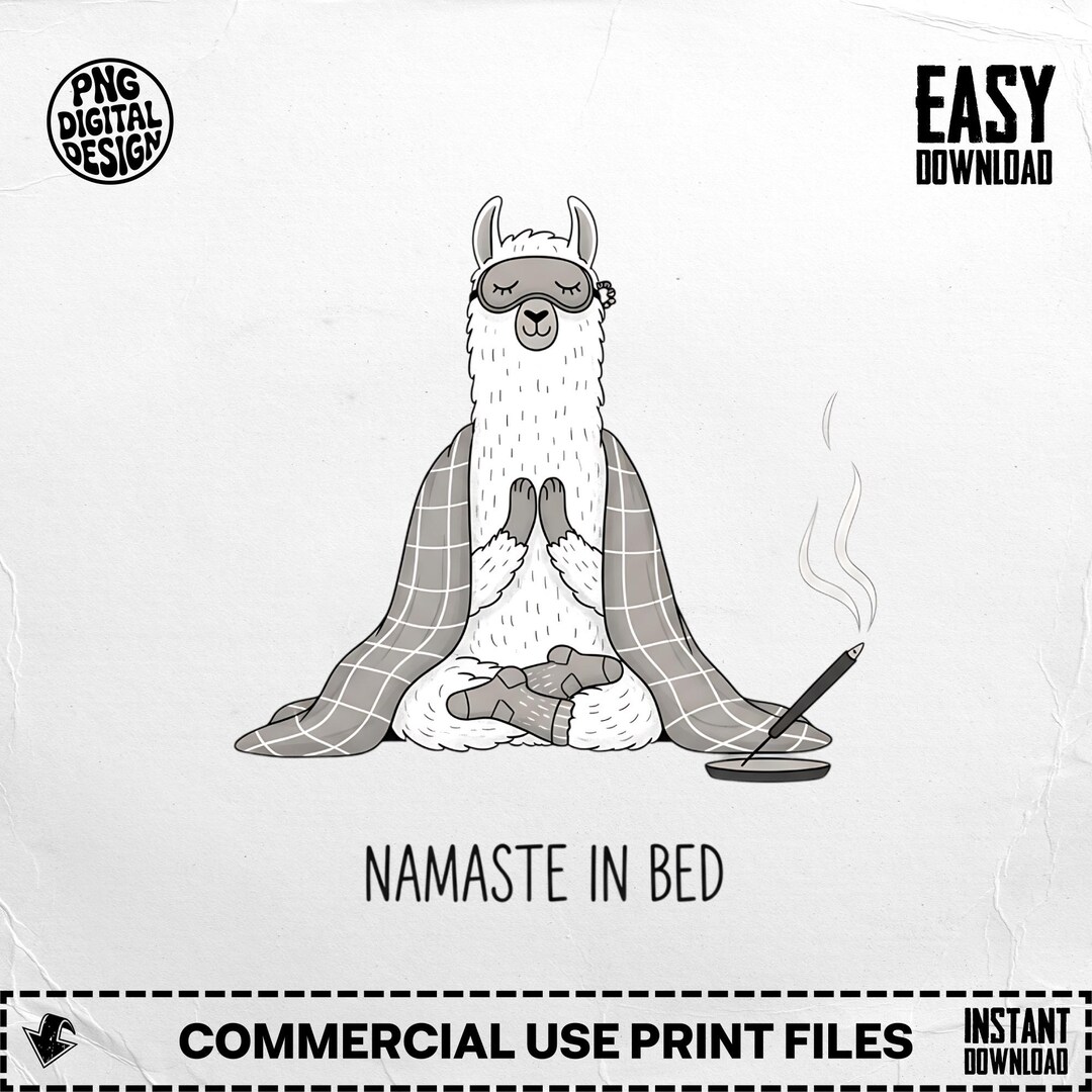 Namaste in Bed Llama Png, Sleeping Llama Clipart, Funny Llama Png, Yoga ...