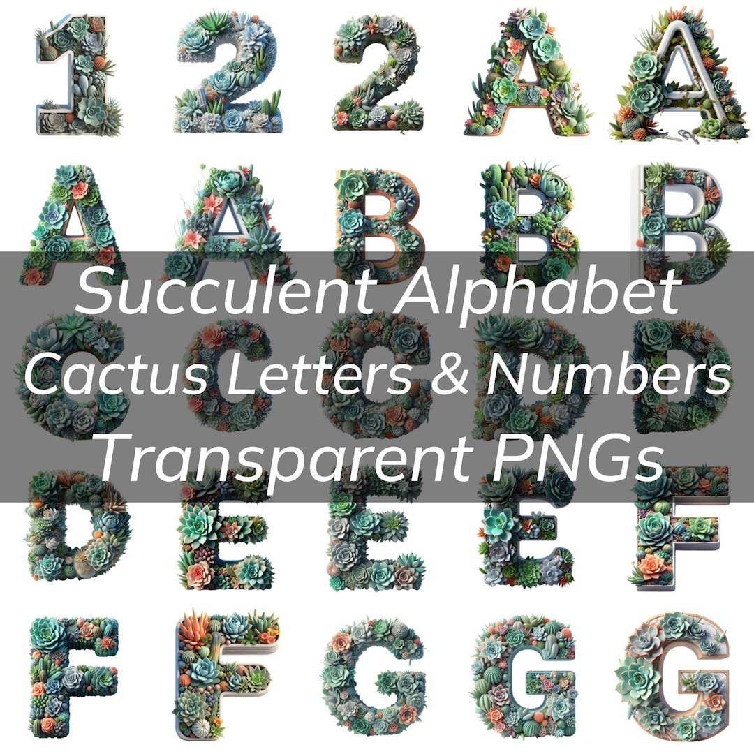 Succulent Alphabet Bundle, Succulent Cactus Letters & Numbers ...