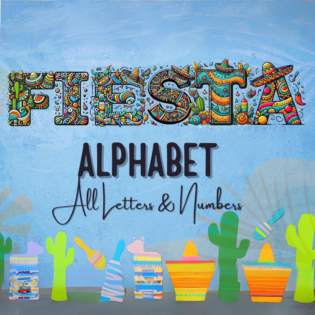 Fiesta Alphabet Doodle Letters | Fiesta PNG Letters Numbers | Cinco De ...