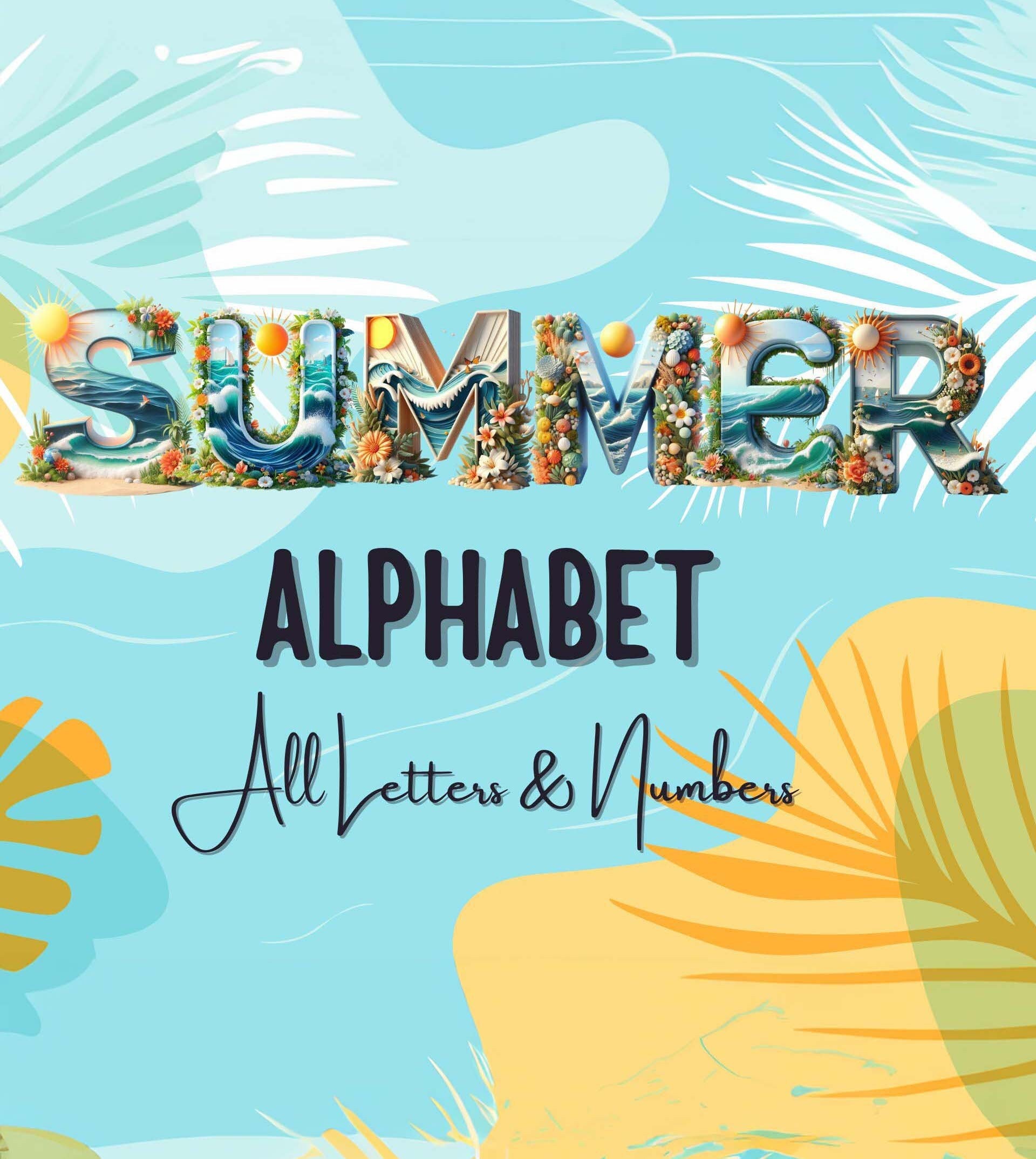 Summer Alphabet Letters Bundle, Summer PNG Letters, Numbers, Summer ...