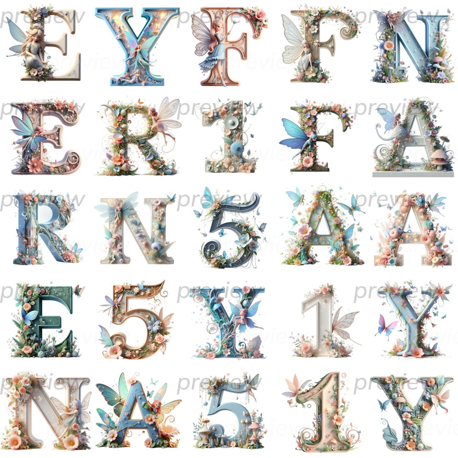Fairy Alphabet, Fairy Letters Numbers PNG Transparent Letters Fairies ...