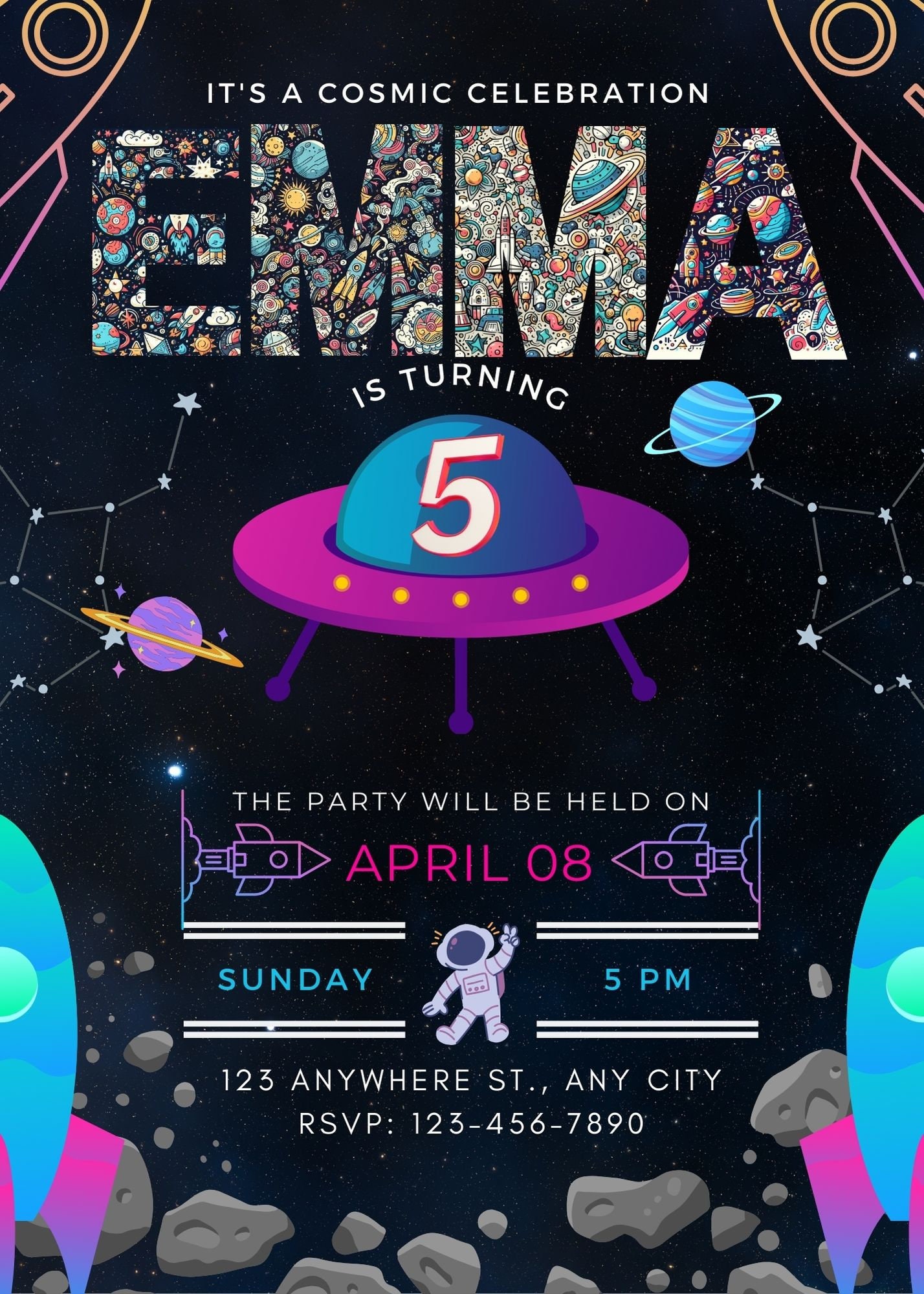 Space Doodle Pattern Alphabet | Space PNG Letters Numbers | Space Theme ...