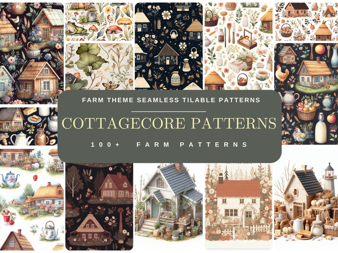 100+ Cottagecore Seamless Patterns, Farm Theme Backgrounds, Rustic ...