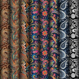 100 Paisley Seamless Pattern Bundle, Authentic Colorful Hi-res Jpeg ...
