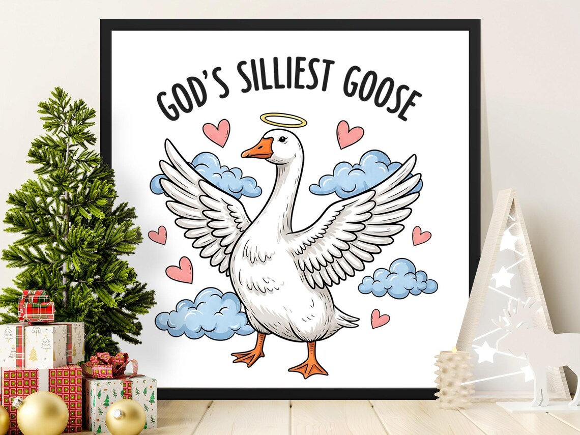Gods Silliest Goose PNG, Goose With Halo, Angel Goose Clipart, Funny ...