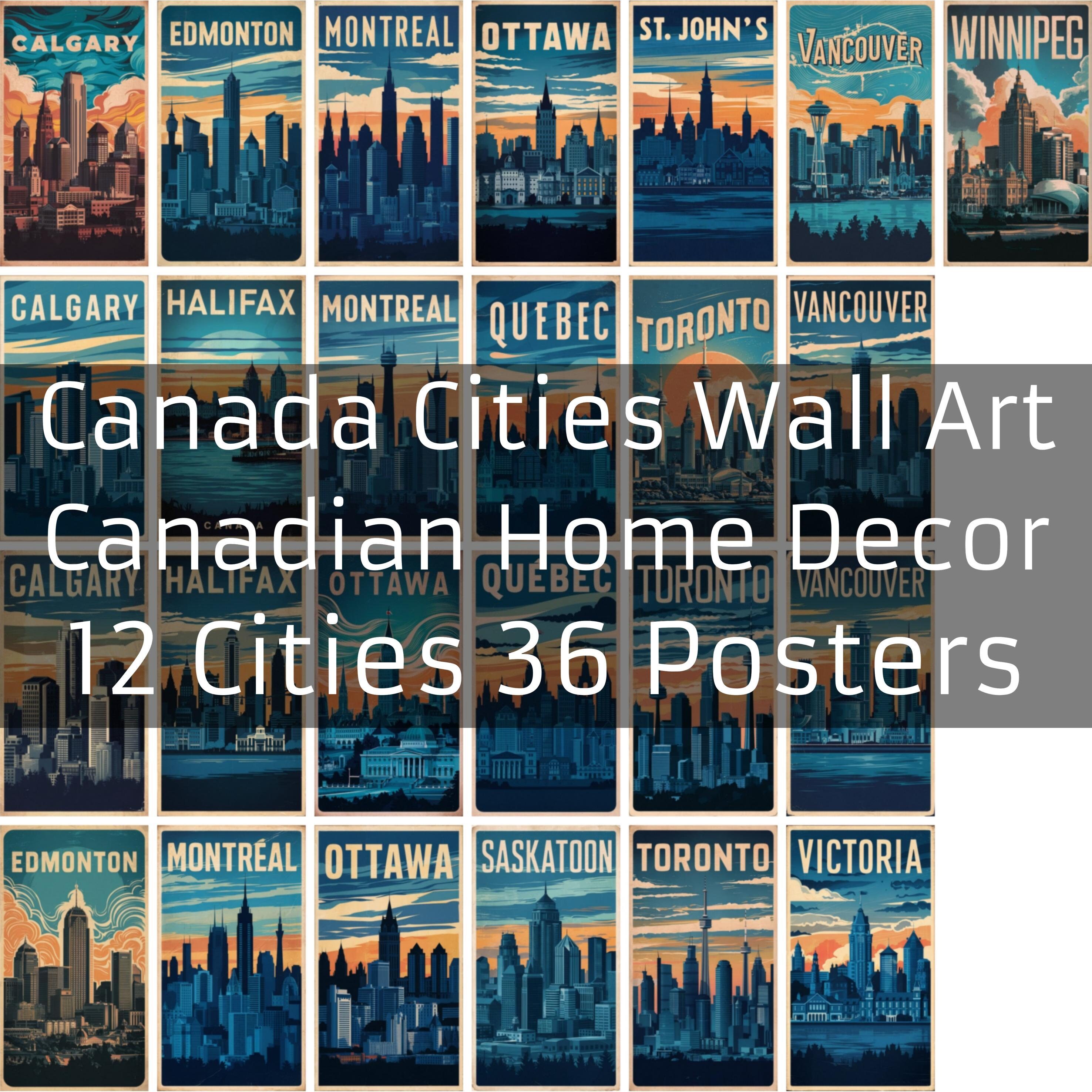 Canada City Posters Bundle - Toronto, Vancouver, Montreal, Calgary ...