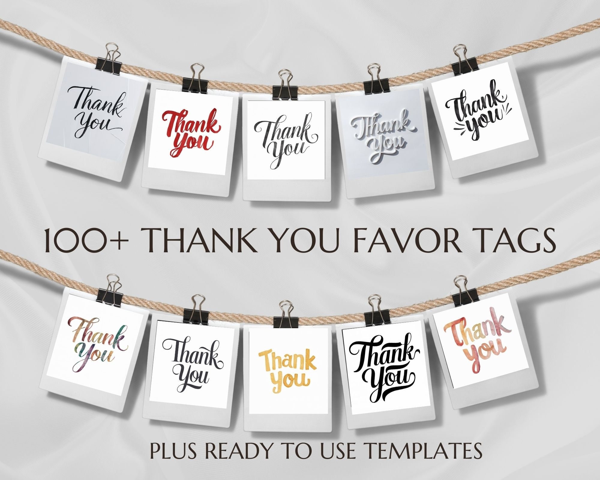 100 Editable Thank You Favor Tags Custom Personalized Thank You Tags ...