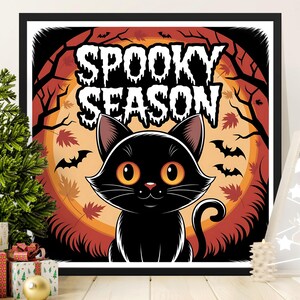 Spooky Season PNG, Black Cat Png, Halloween Png, Cute Cat Png, Bats Png ...