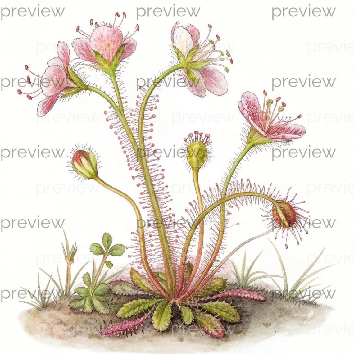 Carnivorous Plants Watercolor Image Bundle, Colorful Designs, Digital ...