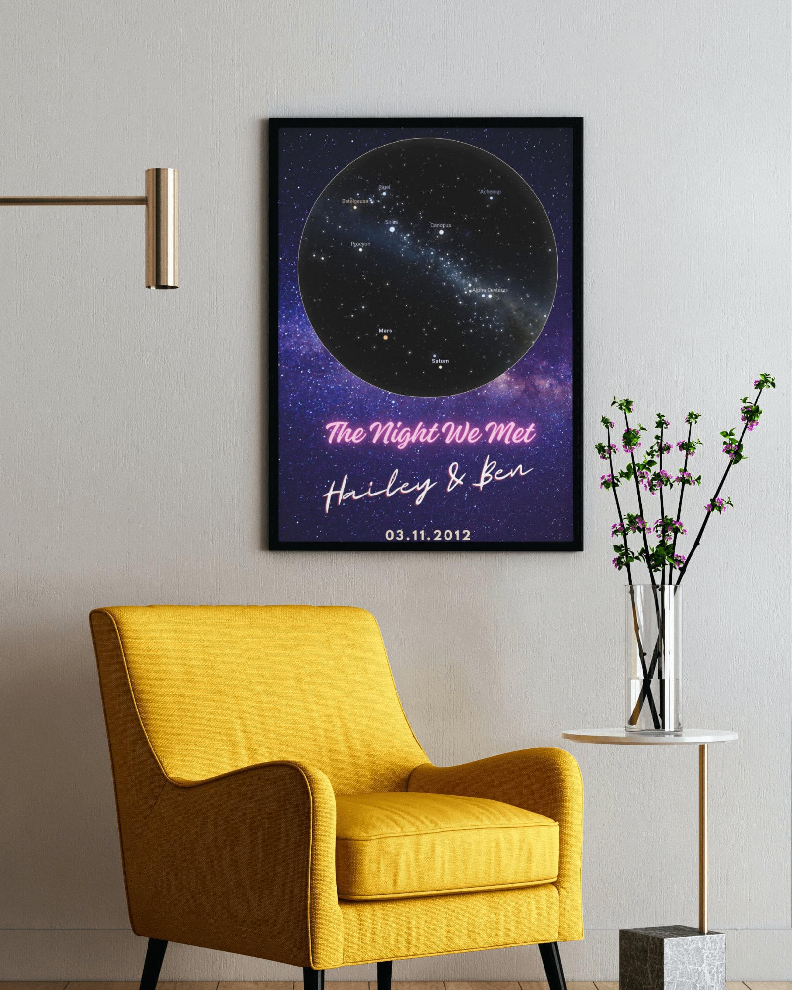 Personalized Star Map, Custom Night Sky Poster, Wall Art, Wedding Date ...