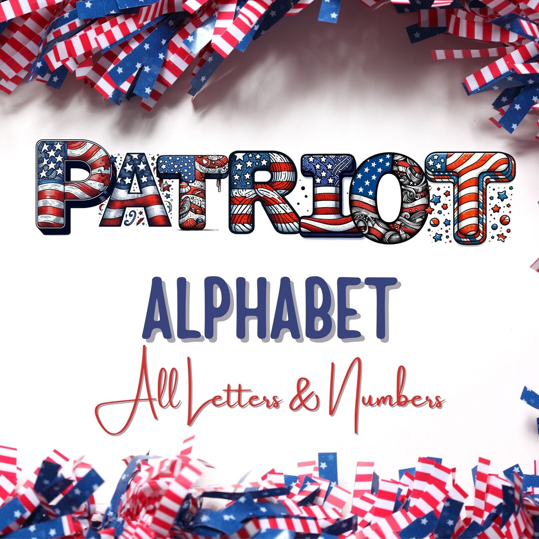 Patriot Alphabet Doodle Letters Bundle, Patriot USA Png Letters,patriot ...
