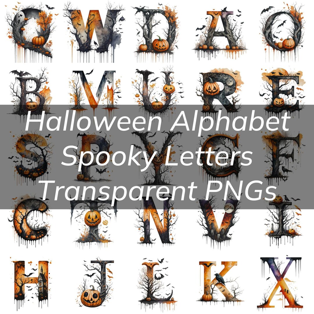 Halloween Alphabet Bundle, Halloween Letters , Transparent PNG ...