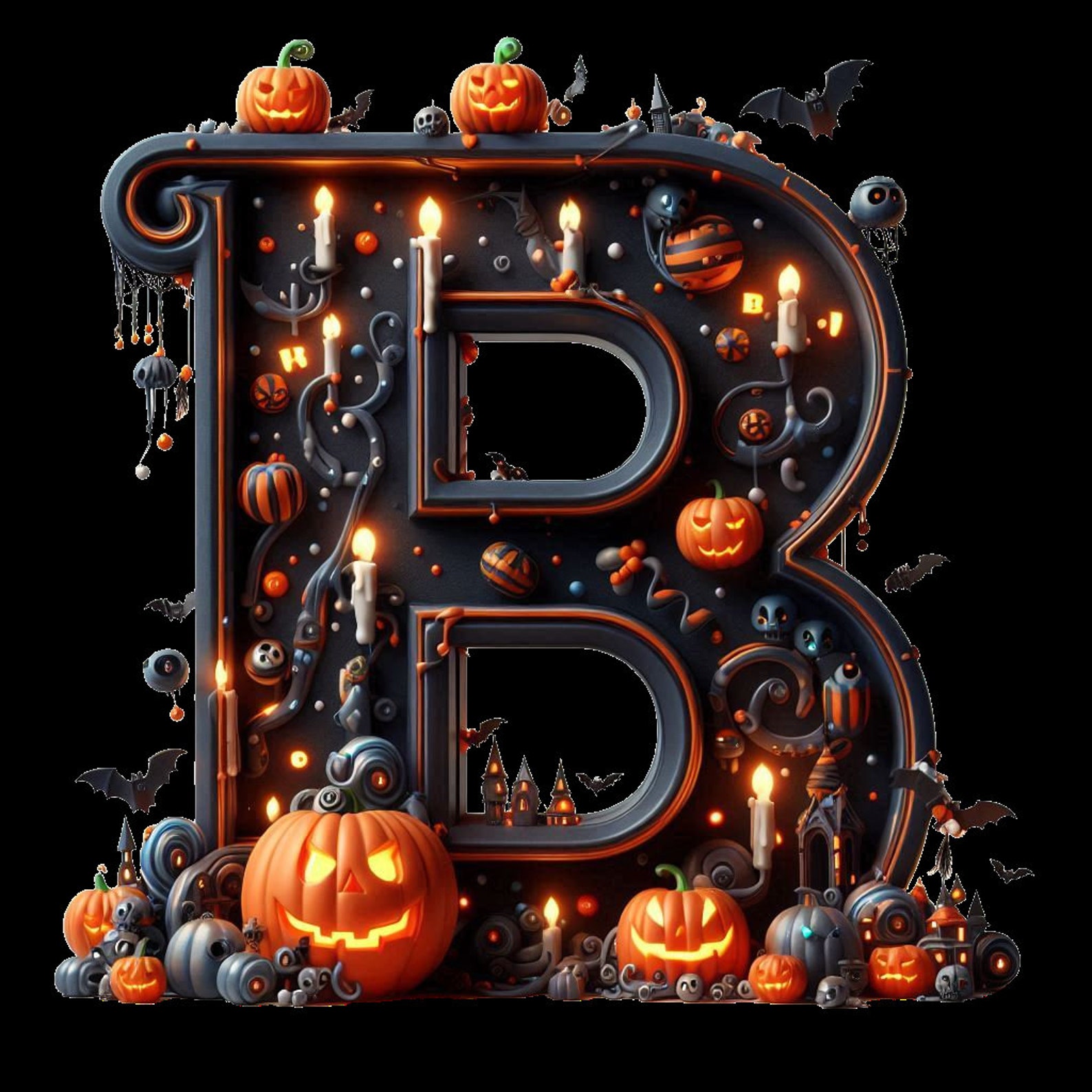 Halloween Alphabet Bundle, Halloween Letters & Numbers, Transparent PNG ...
