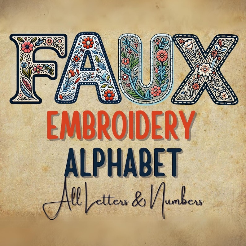 Faux Embroidery Retro Alphabet Bundle • Faux Embroidery Stitch Letters ...