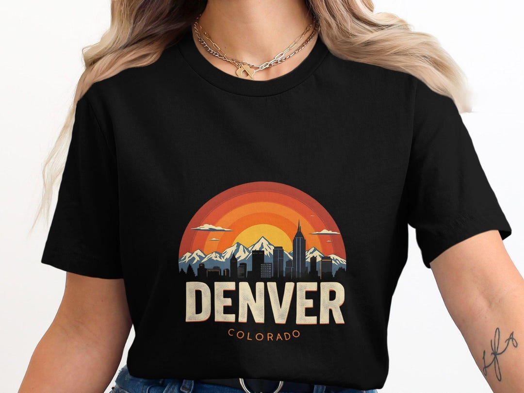 Denver T-shirt Retro Cityscape Skyline Design, Vintage Denver Colorado ...