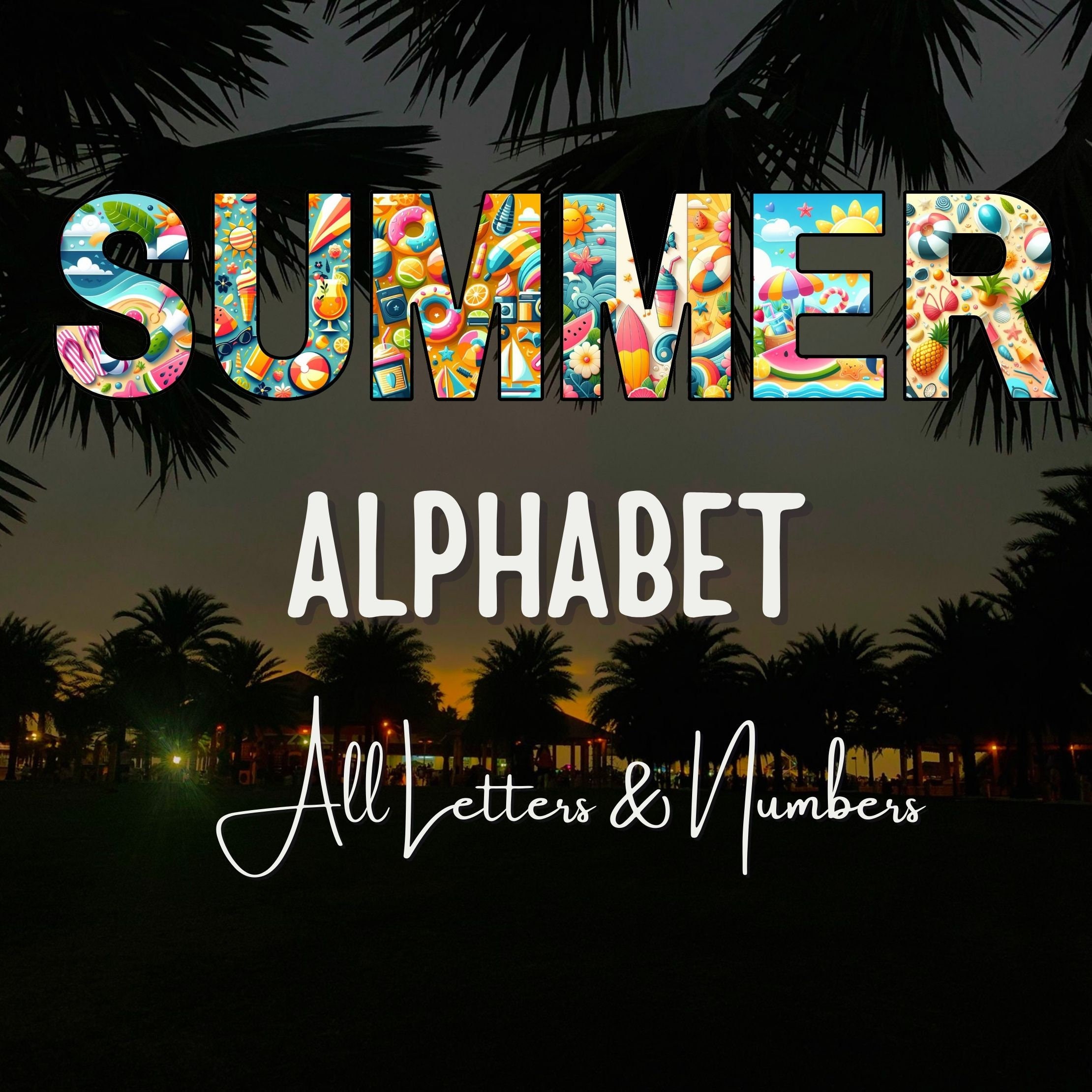 Summer Background Alphabet Letters Bundle, Summer Theme PNG Letters ...