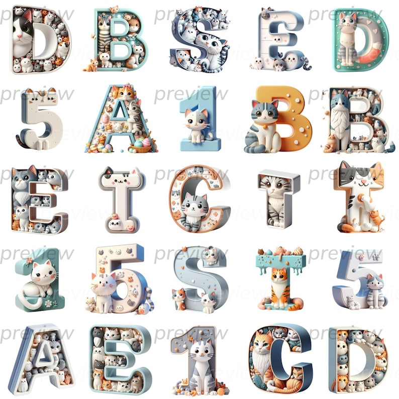 Cats Alphabet, Cats Letters Numbers Cats PNG Transparent Letters ...