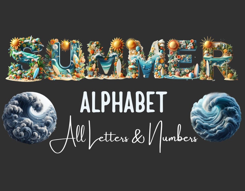 Summer Alphabet Letters Bundle, Summer PNG Letters, Numbers, Summer ...