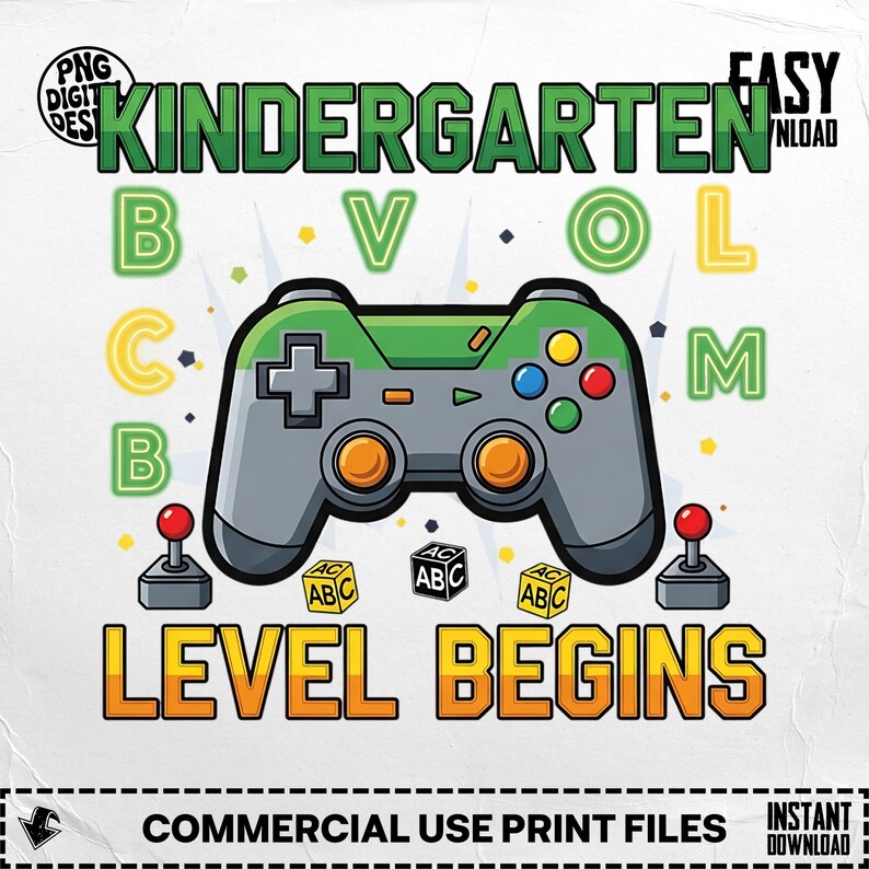 Kindergarten Level Begins PNG, Gamer Controller Clipart, ABC Blocks Png ...