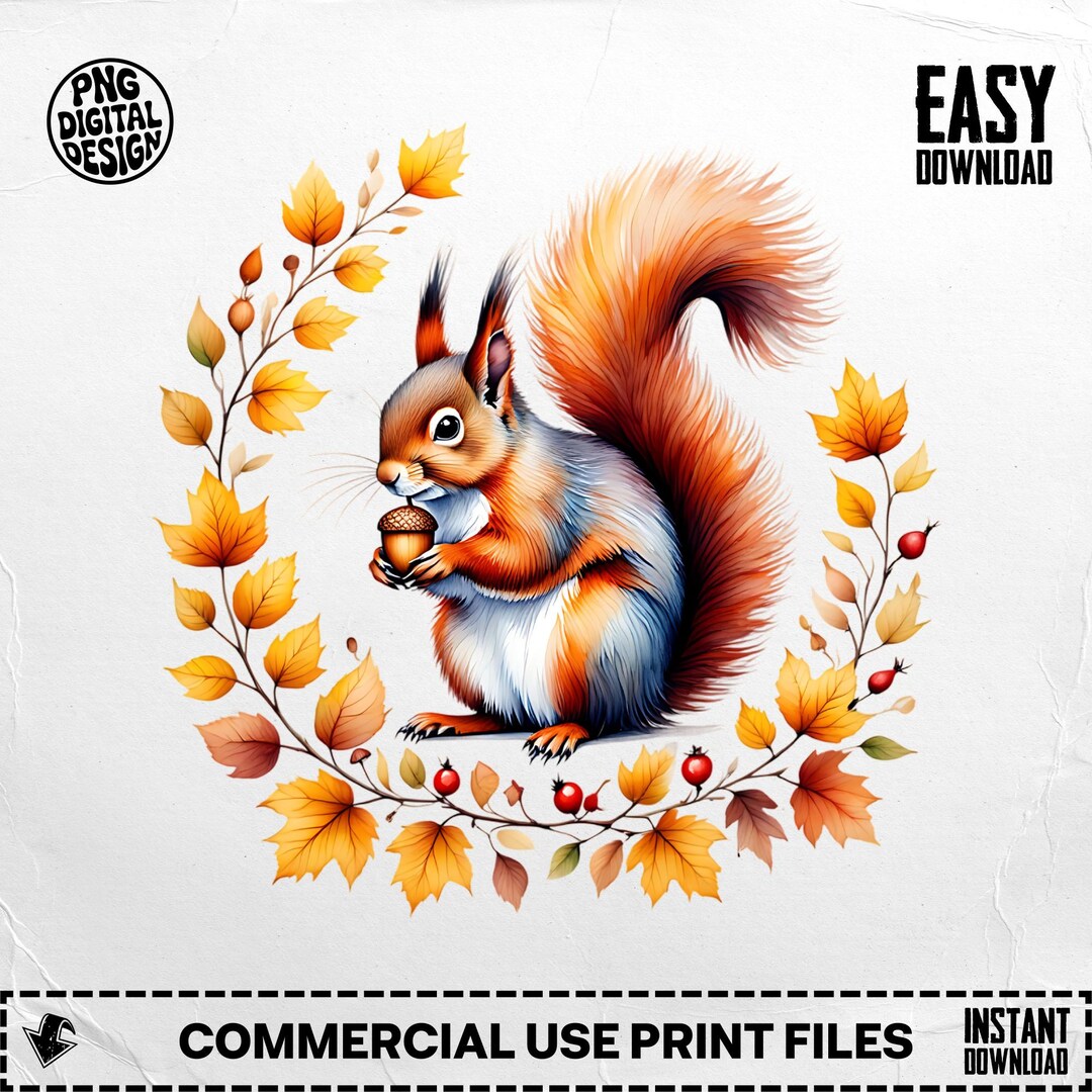 Squirrel PNG, Autumn Squirrel Clipart, Fall Png, Acorn Png, Floral ...