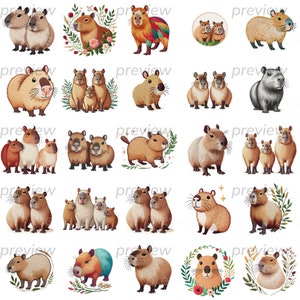 50+ Faux Embroidered Capybara Clipart Bundle, Hi Res Transparent PNG ...