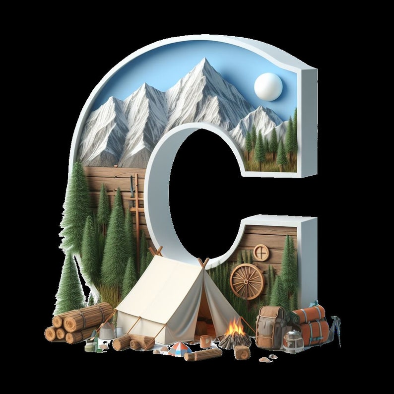 Camping Alphabet Letters Bundle, Camping PNG Letters, Numbers, Camping ...