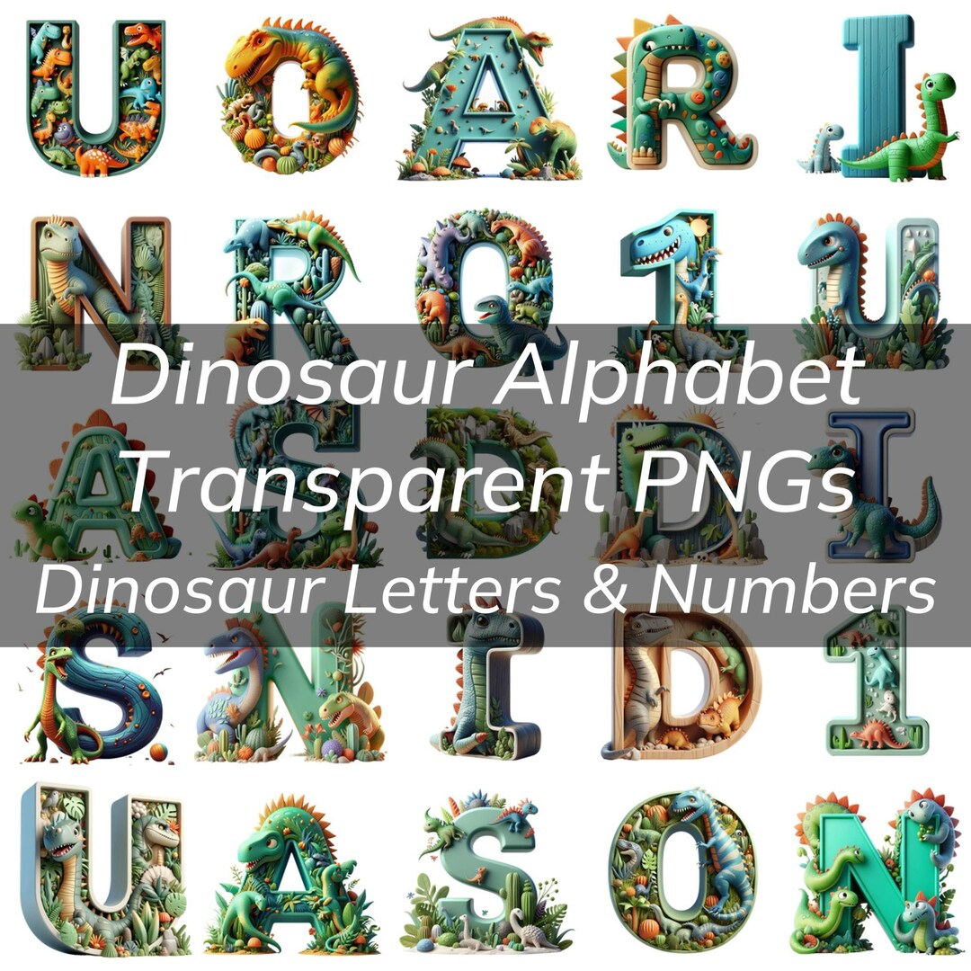 Dinosaur Alphabet Bundle Dinosaur Letters & Numbers Digital Download ...