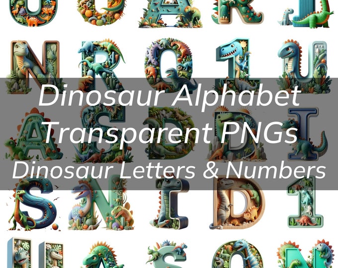 Dinosaur Alphabet Bundle Dinosaur Letters & Numbers Digital Download ...
