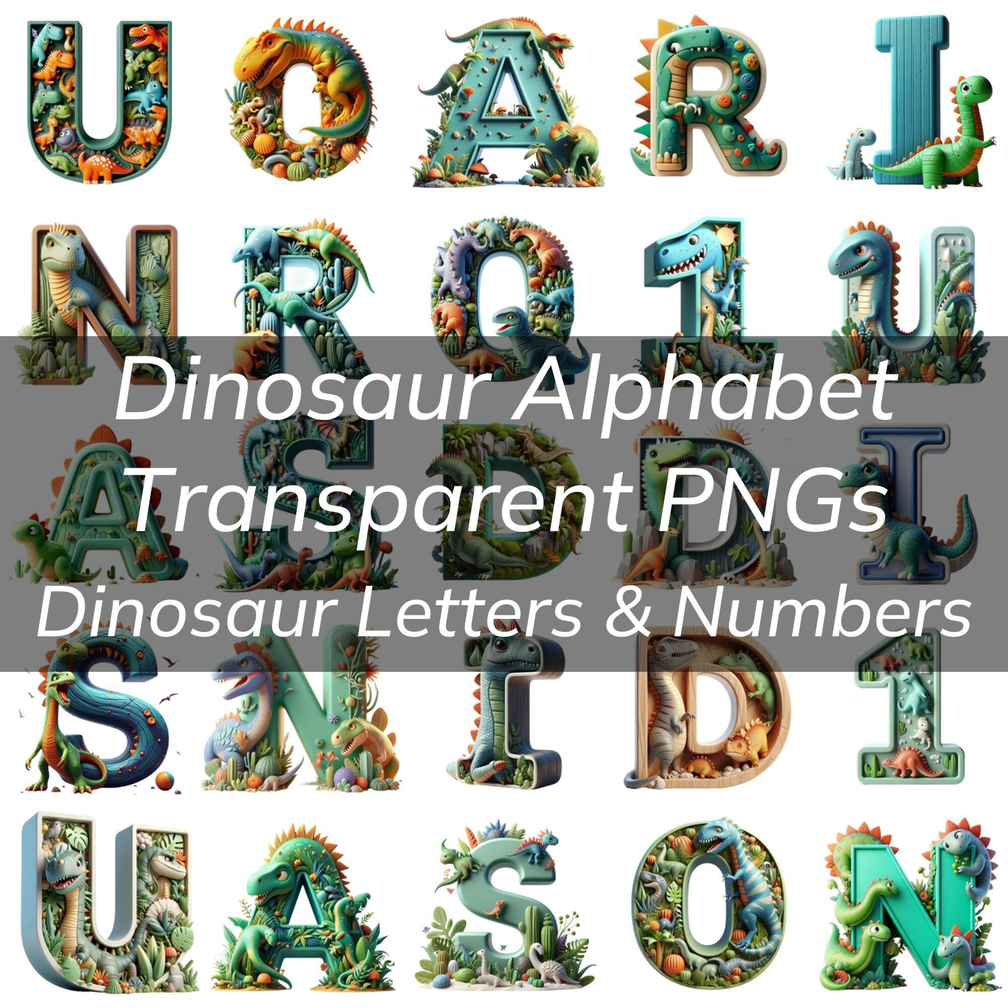 Dinosaur Alphabet Bundle Dinosaur Letters & Numbers Digital Download ...