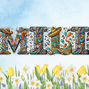 Fiesta Alphabet Doodle Letters | Fiesta PNG Letters Numbers | Cinco De ...