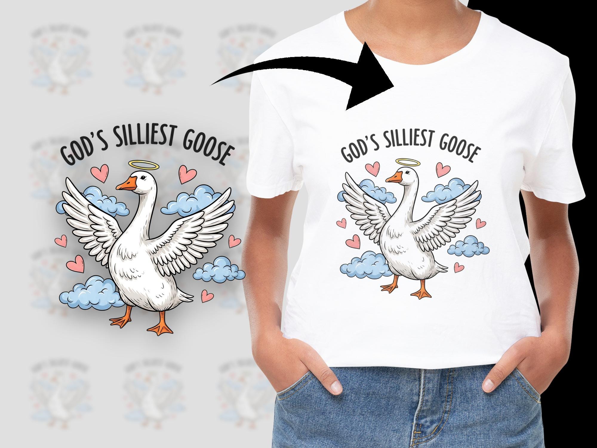 Gods Silliest Goose PNG, Goose With Halo, Angel Goose Clipart, Funny ...