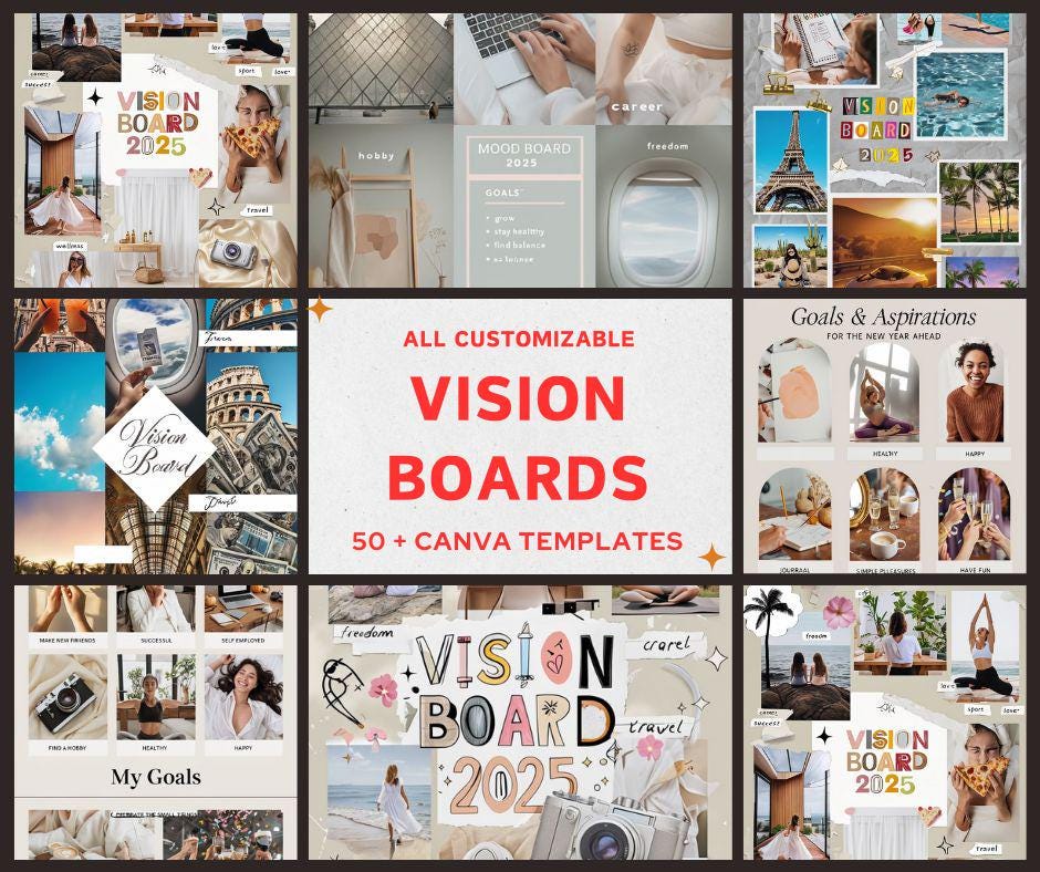 50+ Vision Board Templates, Fully Customizable, Personalized Mood ...