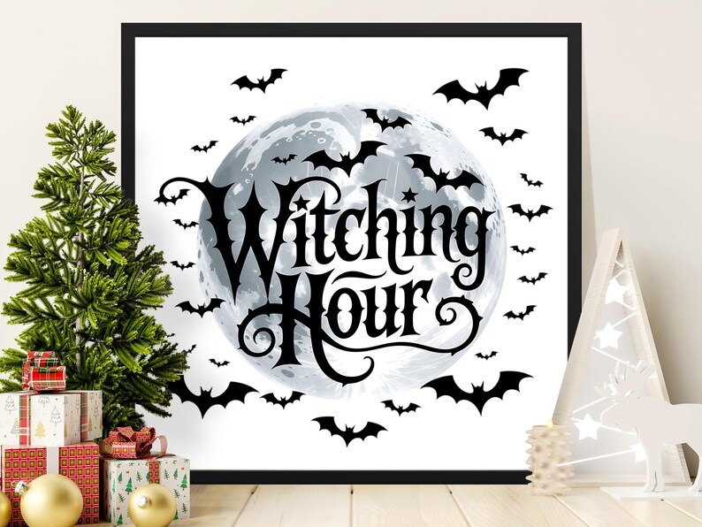 Witching Hour PNG, Halloween Png, Bat Png, Moon Png, Spooky Season ...