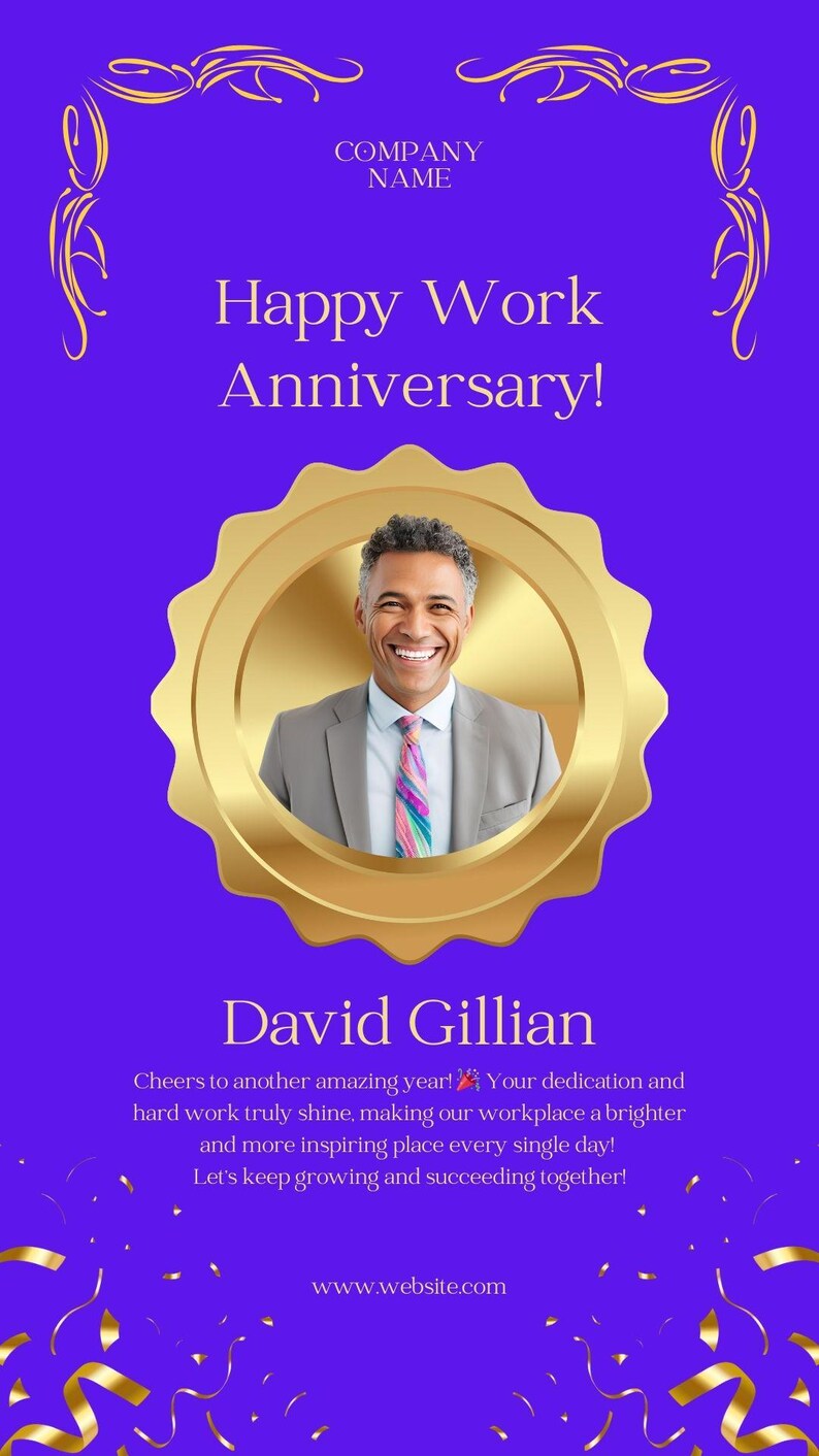 50+ Happy Work Anniversary Custom Canva Templates, Digital Download ...