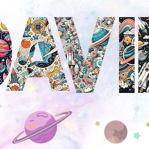 Space Doodle Pattern Alphabet | Space PNG Letters Numbers | Space Theme ...