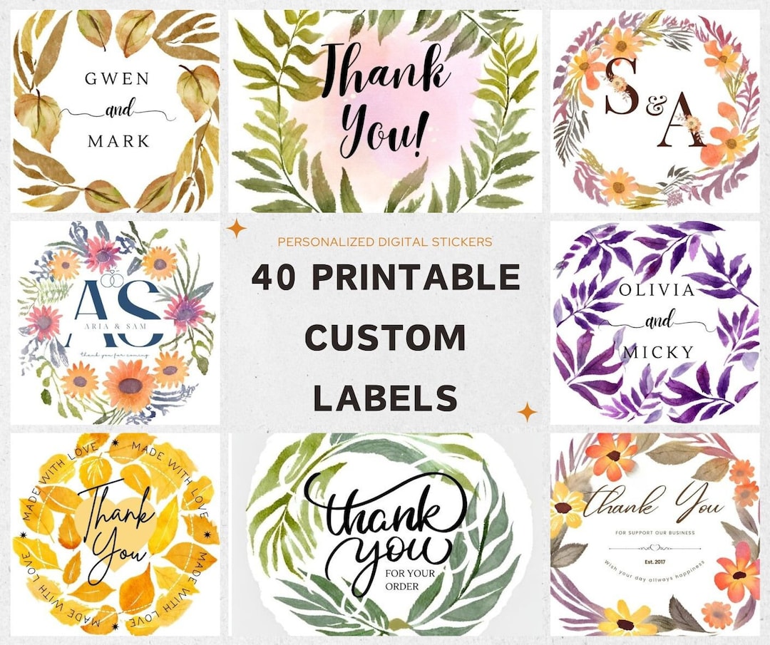 40 Custom Digital Stickers | Weddings, Baby Showers, Birthdays, Parties ...