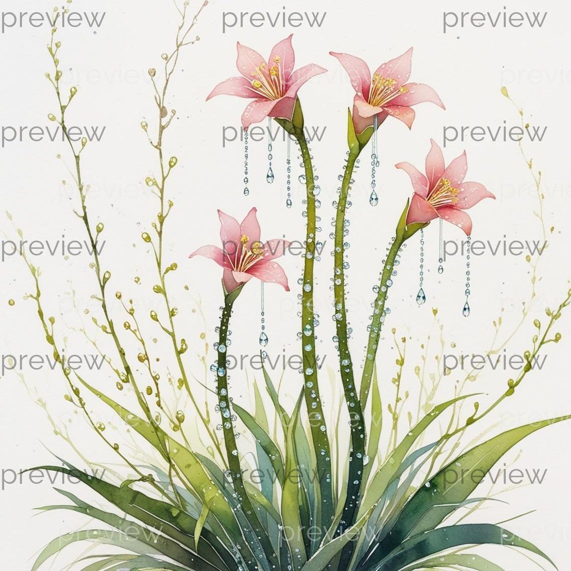 Carnivorous Plants Watercolor Image Bundle, Colorful Designs, Digital ...