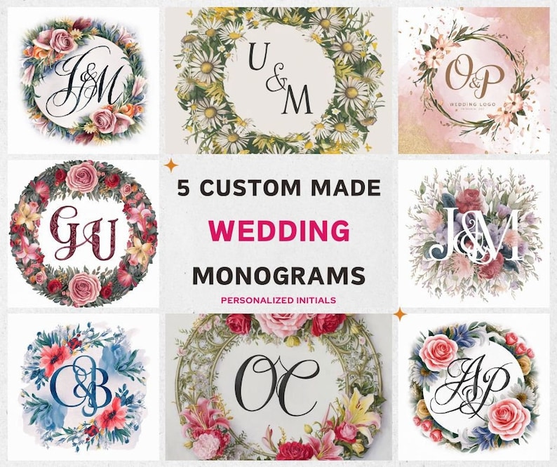 5 Custom Wedding Monogram Wedding Initials Wedding Crest PNG Wedding ...