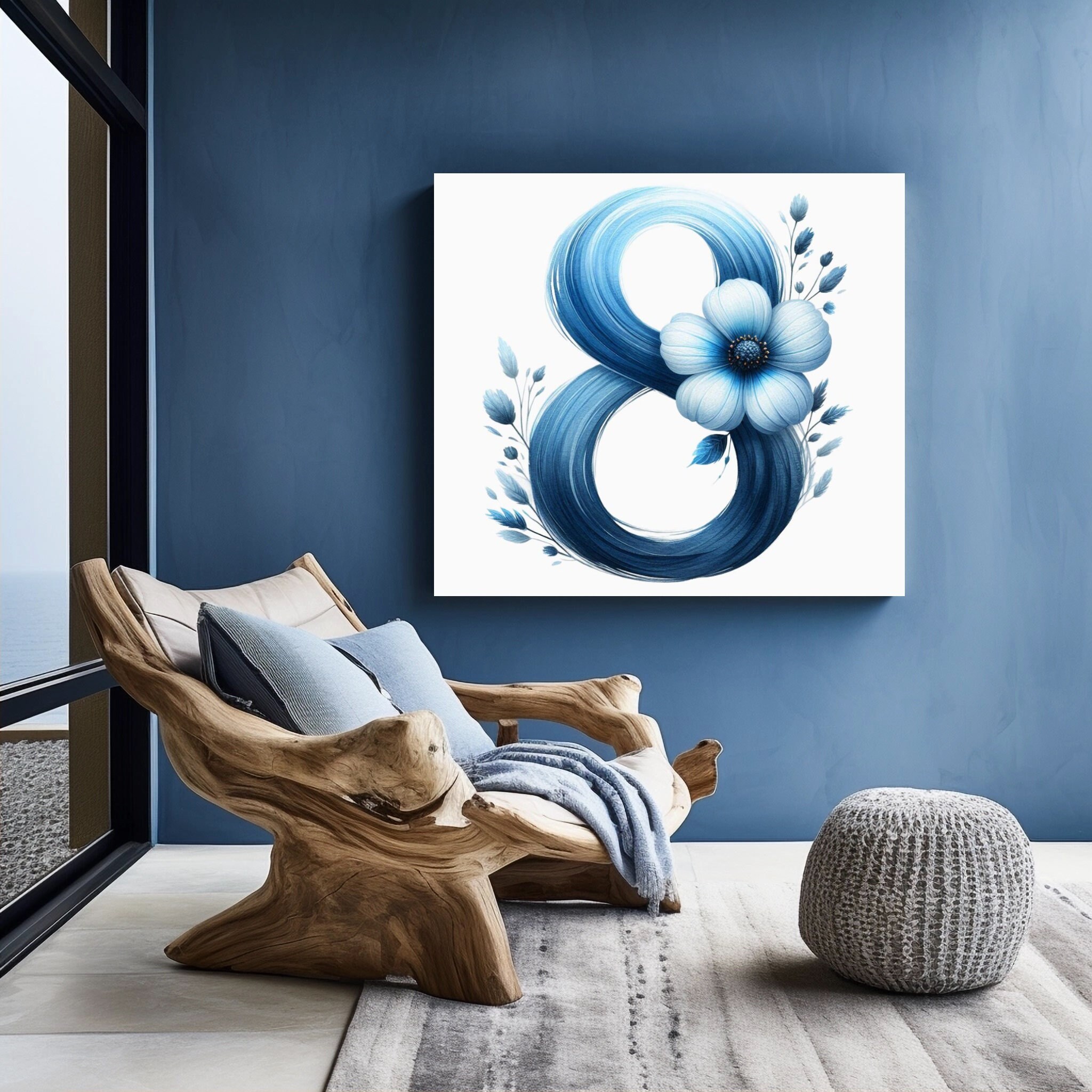 Watercolor Blue Floral Alphabet Bundle, Blue Floral Letters & Numbers ...